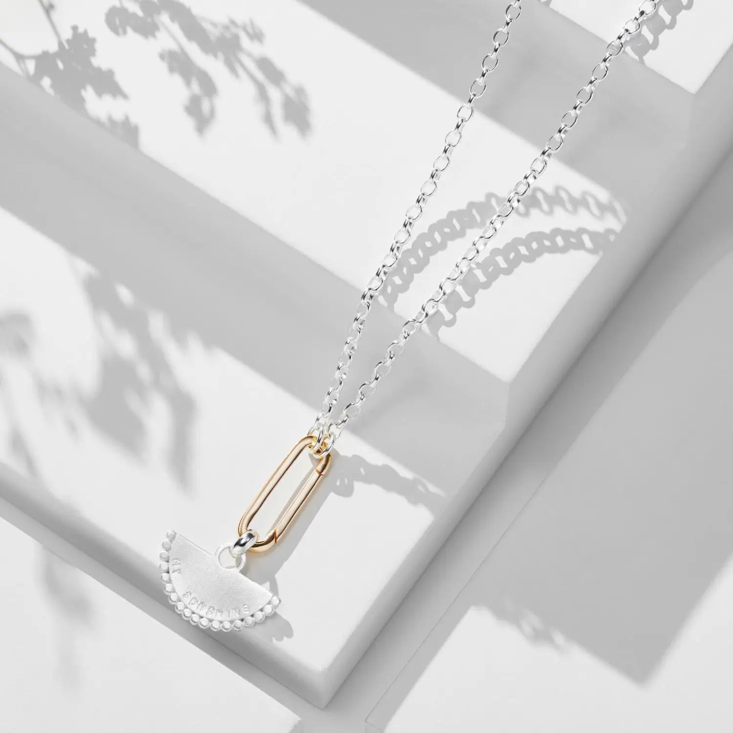 Personalised Gold Link and Fan Charm Necklace – Soremi Jewellery