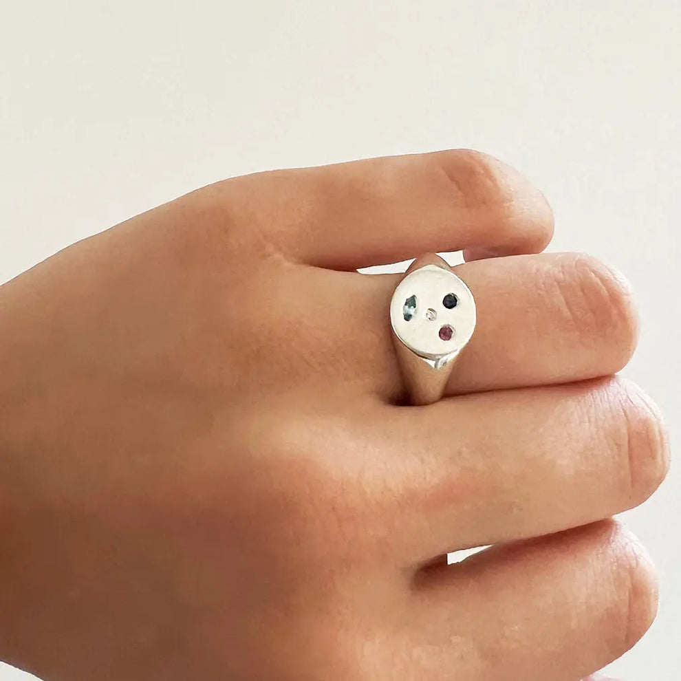 Gemstone Face Signet Ring Sterling Silver – Soremi Jewellery