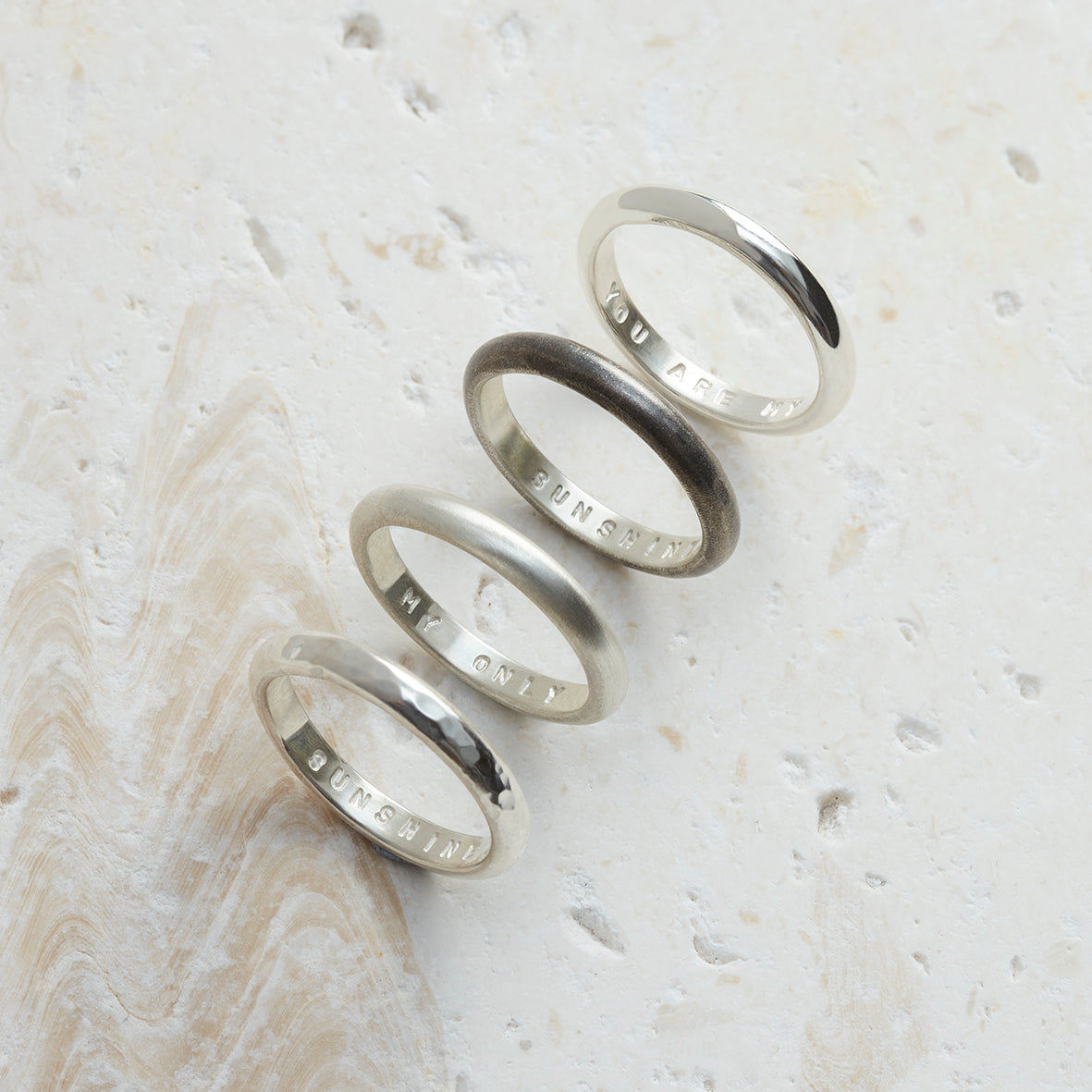 Personalised Silver D-Shape Stacking Ring 3mm – Soremi Jewellery