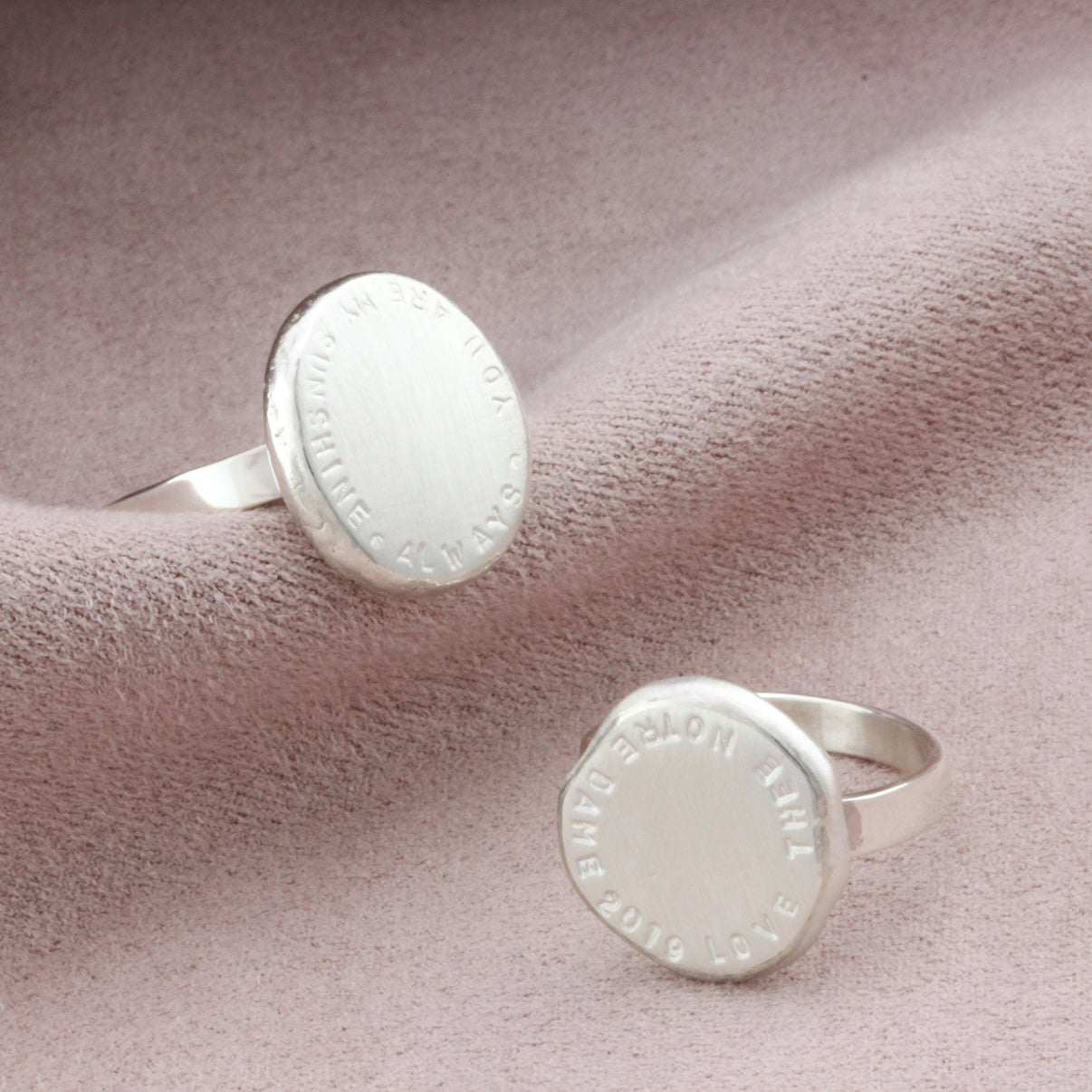 Large Personalised Circle Nugget Ring Silver – Soremi Jewellery